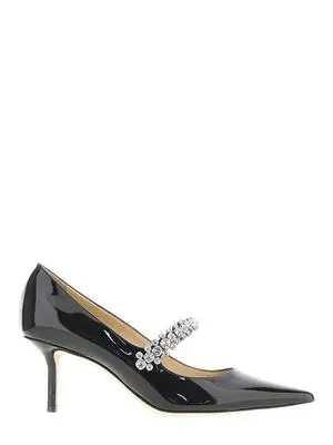 JIMMY CHOO Bing Patent Leather Pumps With Crystal Embellishment - Black
