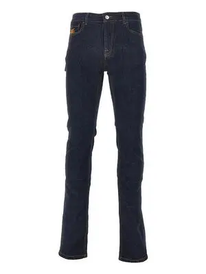 Etro Stretch Denim Roma Fit Jeans With Pegaso Logo Embroidery - Blue