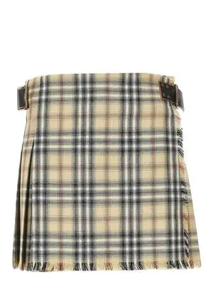 BURBERRY Burberry Check Wool Mini Skirt