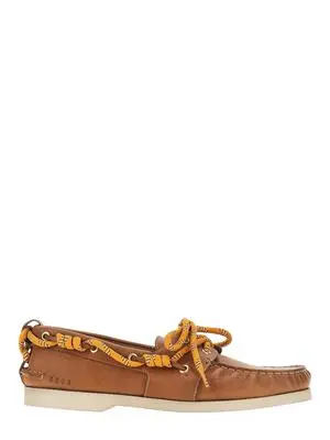 GOLDEN GOOSE Leather Boat Shoes With Rope Laces - Cream