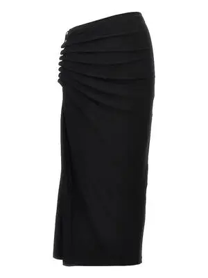 PACO RABANNE Rabanne Gathered Jersey Midi Skirt