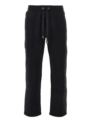 Dolce & Gabbana French Terry Pants With Logo Plate - Black