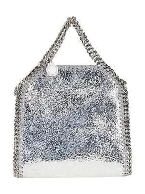 Stella McCartney Stella McCartney Tiny Falabella Bag With Cracked Effect Eco-Leather And Chain Edges Silver