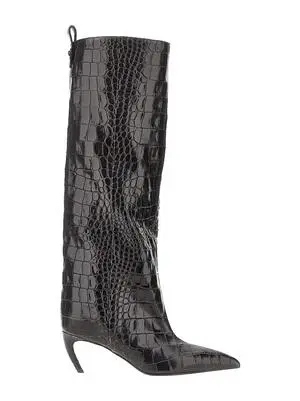Attico Croc-embossed Leather Stiletto Boots - Brown