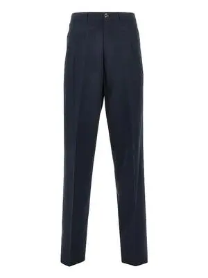 Brunello Cucinelli Cotton Twill Tapered Leg Pants With Front Dart - Blue