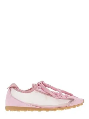 Jacquemus Nubuck Leather And Mesh "tennis" Sneakers - Pink