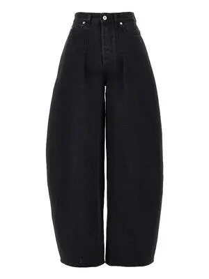 Jacquemus Ovalo Wide Leg Denim Pants - Black