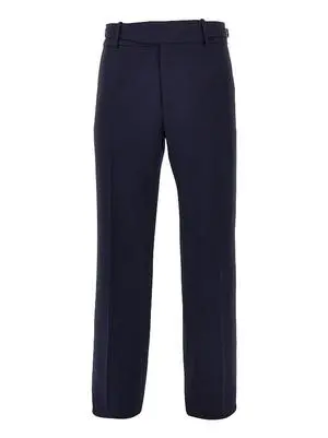 Dolce & Gabbana Wool Faille Tailored Pants With Waist Straps - Blue