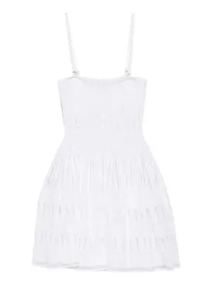 Alaïa Open-knit Sleeveless Tiered Dress - White