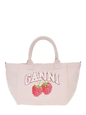 GANNI Raspberries" Canvas Shopping Bag - Pink