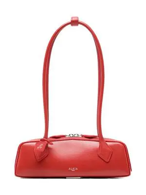 Alaïa Nubuck Leather Shoulder Bag With Silver-tone Hardware - Red