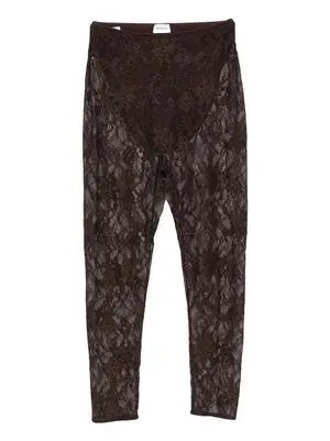 Andamane THE ANDAMANE Lace Pattern Cropped Leggings Brown