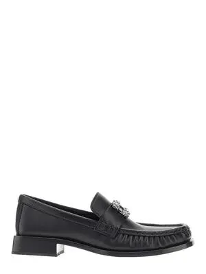 ROGER VIVIER Embellished Leather Loafers - Black