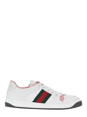 Gucci Screener Sneakers With Web Ribbon Detail - White
