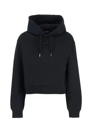 Jacquemus Le Hoodie Gros Grain Crop Hoodie With Drawstring Hood And Logo Patch - Black