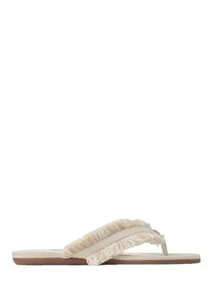 JIMMY CHOO Jimmy Choo Riviera Blue Frayed Canvas Mule Sandal Cream