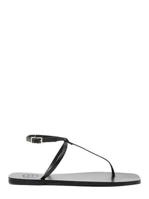 ATP ATELIER Calf Leather Flat Sandals - Black