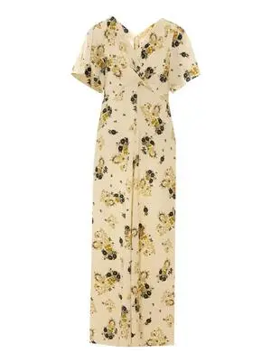 Isabel Marant Étoile Falja" Floral Print Silk Blend Jumpsuit - Cream
