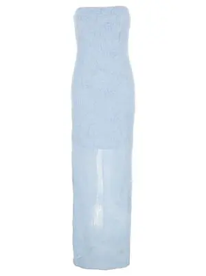 ROTATE BY BIRGER CHRISTENSEN Light Blue Floral Tech Fabric Maxi Dress - Multicolor
