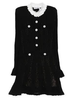 SELF-PORTRAIT Knit Dress With Appliqu - Black