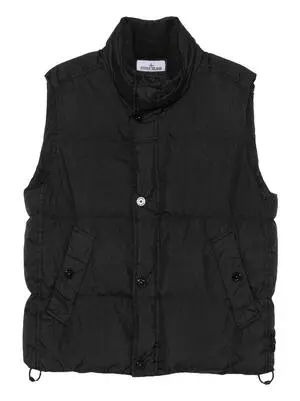 Stone Island Crinkled Quilted Down Vest - Black