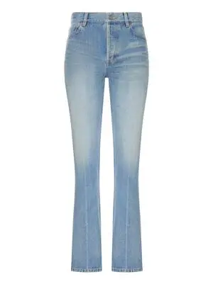 Saint Laurent Straight Leg Jeans In Authentic Denim - Blue