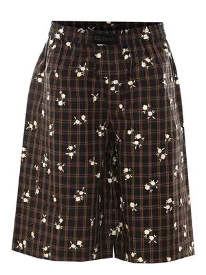 GANNI GANNI Printed Check Bermuda Shorts Brown