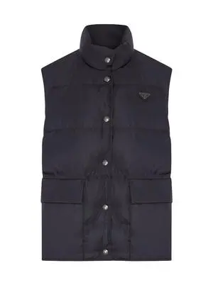 Prada Re-nylon Vest With Logo Plaque - Black