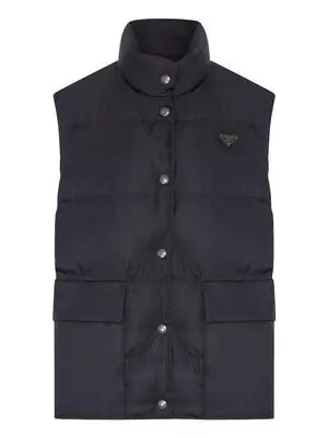 Prada Re-nylon Vest With Logo Plaque - Black