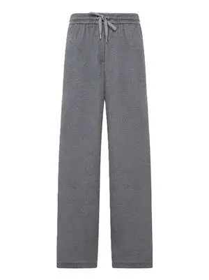 Brunello Cucinelli Wide Leg Trousers With Drawstring - Gray