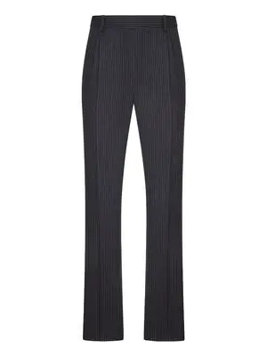 Saint Laurent Tapered Wool Trousers In Herringbone Stripe - Multicolor