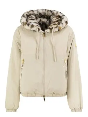 Moose Knuckles Reversible Faux Fur Hooded Jacket - Cream