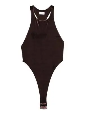 Andamane The Attico Velvet Halterneck Bodysuit - Brown
