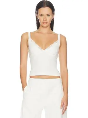 HAELO Shadow Lace Trim Tank - White