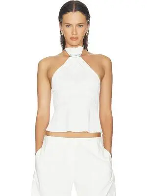 HAELO Pleated Halter Top - White