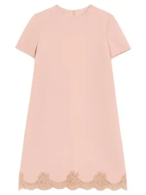 VALENTINO Valentino Wool-Silk Lace Trim Mini Dress