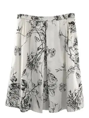 Max Mara Pleated Floral Print Midi Skirt - White