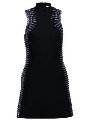 Casablanca Embellished Sleeveless High Neck Mini Dress - Black