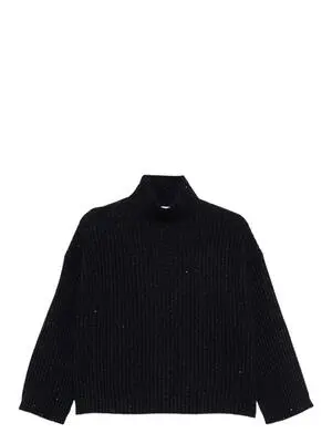 Brunello Cucinelli Brunello Cucinelli Ribbed Sequin-Embellished Knit Black