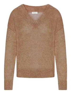 Brunello Cucinelli V-neck Sequined Knit Top - Brown