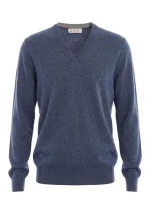 Brunello Cucinelli Cashmere V-neck Sweater - Blue
