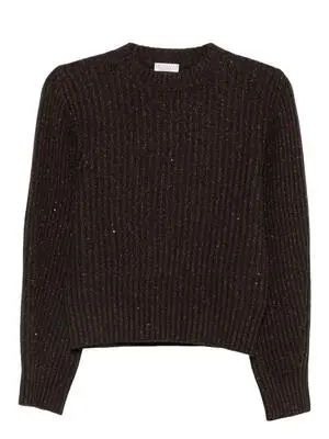 Brunello Cucinelli Ribbed Knitwear With Sequin Embellishments - Black