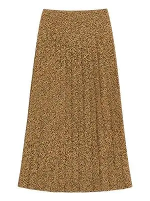 Valentino Garavani Crepe De Chine Skirt With Fauve Eclat Micromacula Print - Brown