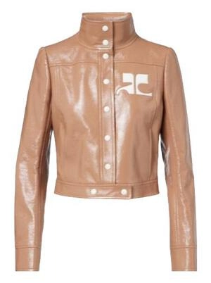 COURREGES Long Sleeve Cropped Jacket - Brown