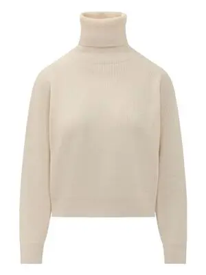 Brunello Cucinelli Long Sleeve High Neck Ribbed Sweater - White