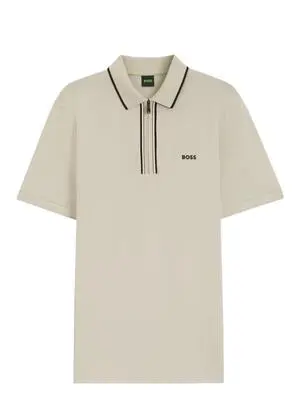 HUGO BOSS Zip-fastening Logo-print Polo Shirt