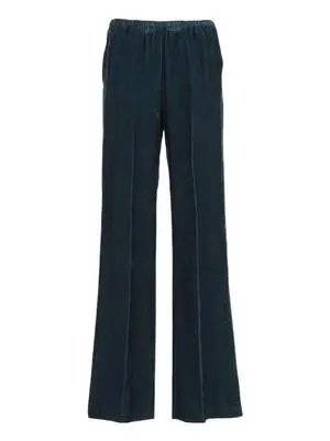 FORTE_FORTE Ribbed Velvet Pull-on Wide-leg Trousers - Green