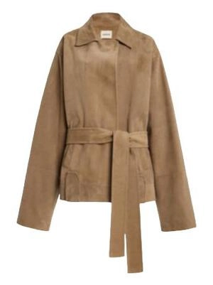 Khaite Long-sleeve Belted Jacket - Beige