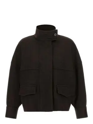 Alberto Biani Wool Bomber Jacket - Brown