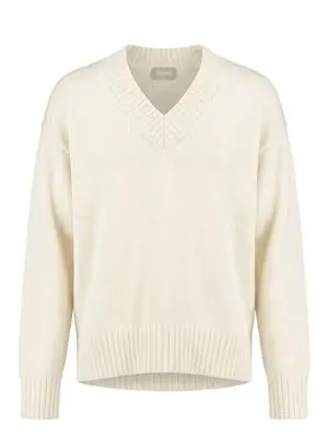 DRUMOHR Long Sleeve V-neck Sweater - Milk